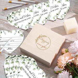 Wedding Card Boxes for Reception 50 Pcs Wedding Advice Cards for Bridal Shower and 10 Pcs Pencils Gift Wooden Wedding Memory Box Rustic Wedding Card Holder Box Advice and Wishes for Mr and Mrs