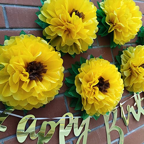 Mybbshower Tissue Paper Sunflowers Decorations for Wall Birthday Party Backdrop Home Decoration Pack of 6