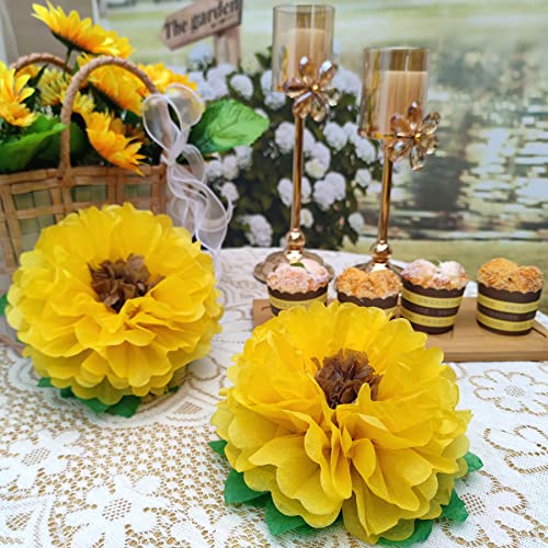 Mybbshower Tissue Paper Sunflowers Decorations for Wall Birthday Party Backdrop Home Decoration Pack of 6