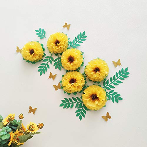 Mybbshower Tissue Paper Sunflowers Decorations for Wall Birthday Party Backdrop Home Decoration Pack of 6