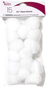 cousin diy white 1.5 inch poms, 15 pack