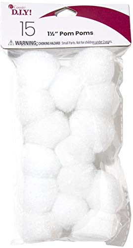 Cousin DIY White 1.5 inch Poms, 15 Pack