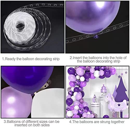 Purple Balloons Garland Arch Kit, Metallic Purple Balloons Arch 18'' 12'' 10'' 5'', Purple Confetti Balloons for Birthday Baby Shower Wedding Graduation Party Decorations for Women Girls Birthday