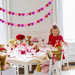 2PCS 27.6Ft Valentines Day Heart Banner - Valentine Glitter Garland Red Pink Rosy Wedding Party Decorations Ornaments