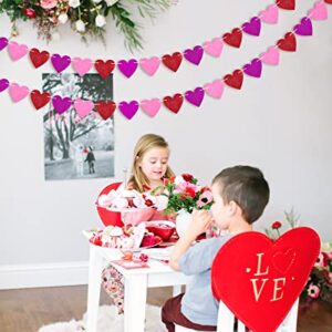 2PCS 27.6Ft Valentines Day Heart Banner - Valentine Glitter Garland Red Pink Rosy Wedding Party Decorations Ornaments