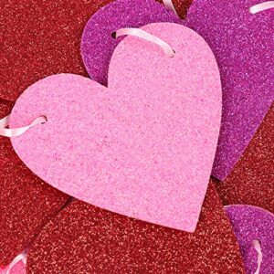 2PCS 27.6Ft Valentines Day Heart Banner - Valentine Glitter Garland Red Pink Rosy Wedding Party Decorations Ornaments