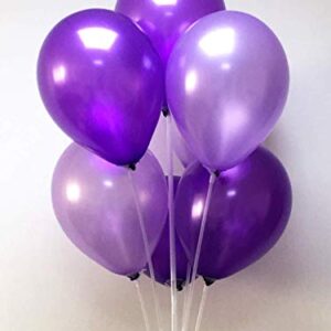 100pcs Dark Purple and Light Purple Balloons - Latex 10" Mixed Purple Shades Balloons - Helium Purple Pearl Balloons for Wedding Birthday Party Festival Graduation Decorations