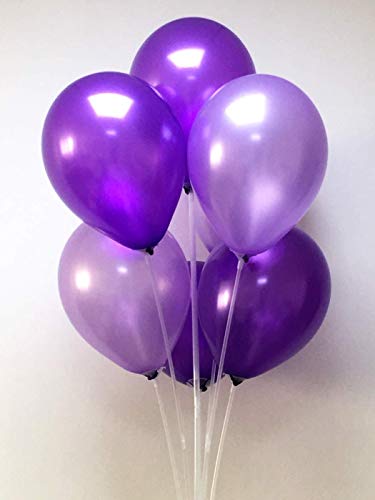 100pcs Dark Purple and Light Purple Balloons - Latex 10" Mixed Purple Shades Balloons - Helium Purple Pearl Balloons for Wedding Birthday Party Festival Graduation Decorations