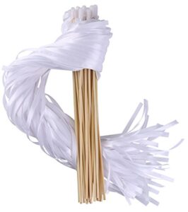 wishprom ribbon stick wands streamers for wedding party favor (white-30pcs)