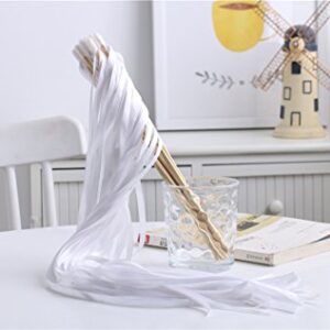 Wishprom Ribbon Stick Wands Streamers for Wedding Party Favor (White-30PCS)