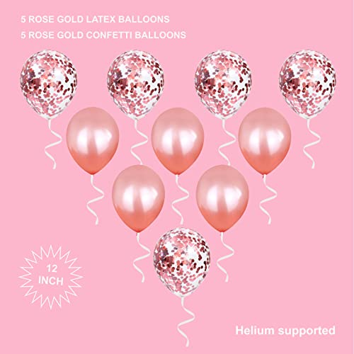 Tihuprly Cancer Survivor Cancer Free Party Decor - Rose Gold - 16" I KICKED CANCERS BUT" Foil Balloon + 5 Confetti Balloons + 5 Latex Balloons - Breast Cancer Free Banner Breast Protection Banner