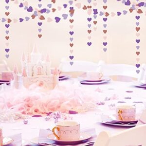 Rose-Gold Pink-Purple Party-Decorations Heart Garland - 52Ft Streamers Baby Shower Decorations Girl Women Birthday Hanging Paper Banner,Valentines Day Wedding Engagement Decor Lasting Surprise