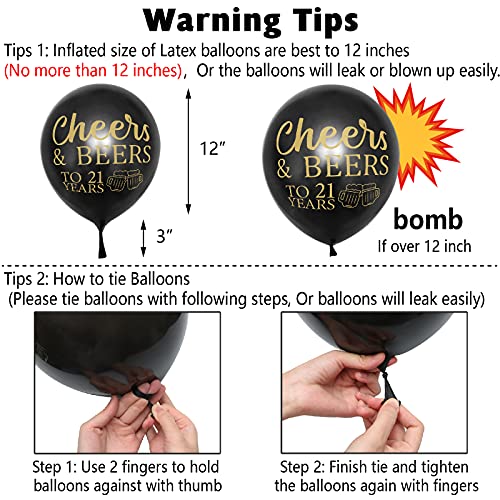 21th Birthday Decorations, 21 Years Anniversary Decorations for Men Women, Cheers to 21 Years Banner, 32 Inch Number 21 Gold Foil Balloon, 21 Sign Latex Balloon, Cheers Cup Foil Balloon