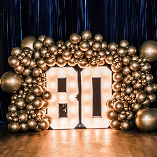 Gold Metallic Chrome Balloon Garland Kit - 102PCS 18In 12In 10In 5In Party Balloon Kit With 33FT Ribbon for Birthday Wedding Graduation Engagement Baby Shower Party Decorations