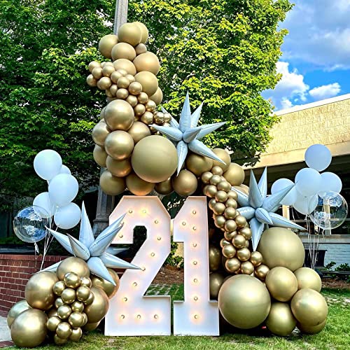 Gold Metallic Chrome Balloon Garland Kit - 102PCS 18In 12In 10In 5In Party Balloon Kit With 33FT Ribbon for Birthday Wedding Graduation Engagement Baby Shower Party Decorations