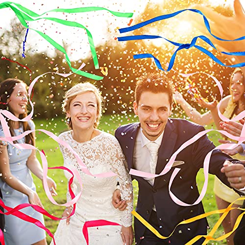 50 Pieces Ribbon Sticks Wedding Streamers Chromatic Streamers Silk Fairy Sticks for Party, Birthday, Celebration and Holiday (Colorful)