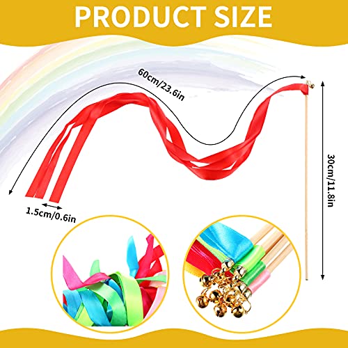 50 Pieces Ribbon Sticks Wedding Streamers Chromatic Streamers Silk Fairy Sticks for Party, Birthday, Celebration and Holiday (Colorful)