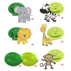 Konsait Jungle Animal Hanging Swirl Decoration(30Pack), Safari Theme Zoo Swirls Animals Birthday Party Spirals Home Ceiling Wall Decor for Woodland Farm Baby Shower Favor Supplies Decor