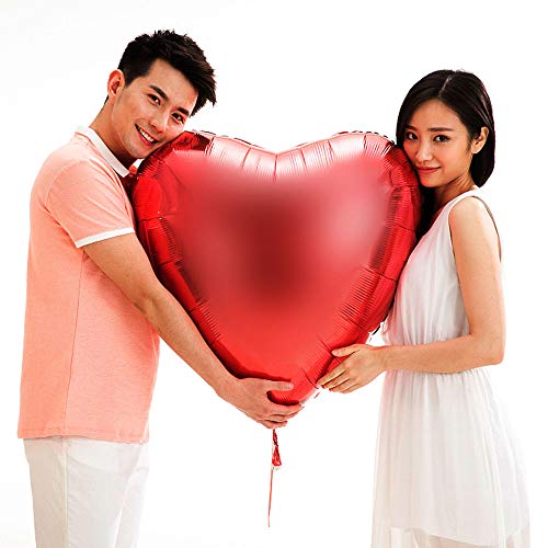 8 Pieces 32 Inch Large Heart Shaped Balloons Huge Foil Balloons Mylar Balloon Valentine's Day Love Balloons Red Heart Balloons for Wedding Engagement Anniversary Decor Party Backdrop Favor Supplies