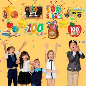 36 Pcs 100th Day of School Decorations Hanging Swirls, No-diy 100 Days of School Decorations Streams, 100 Items for 100th Day of School Foil Hanging for Kindergarten Pre-school Primary High School