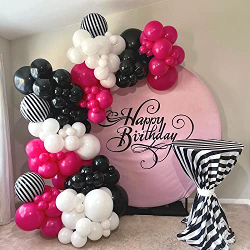 Black And White Balloons Striped Hot Pink Garland Kit Arch Birthday Party Baby Shower Decorations For Girl