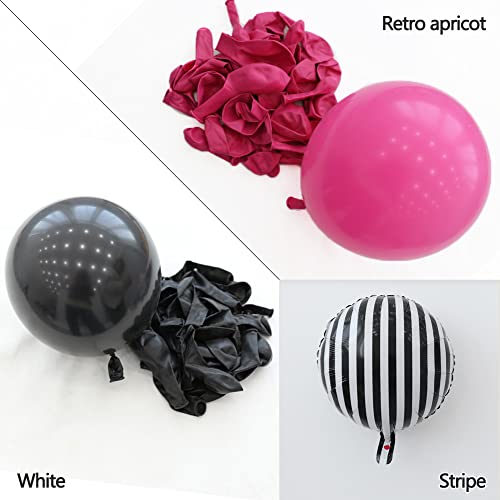 Black And White Balloons Striped Hot Pink Garland Kit Arch Birthday Party Baby Shower Decorations For Girl