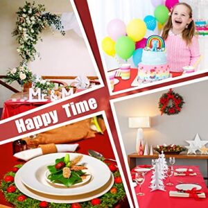 8 Pcs Plastic Red Foil Tablecloth 39 x 108 Inch Metallic Red Table Cloths for Parties Waterproof Tinsel Shiny Red Table Cover for Birthday Wedding Party Anniversary Christmas