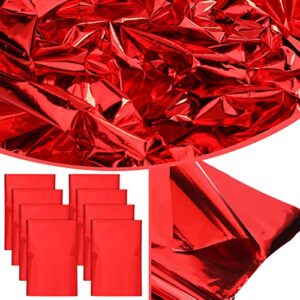 8 Pcs Plastic Red Foil Tablecloth 39 x 108 Inch Metallic Red Table Cloths for Parties Waterproof Tinsel Shiny Red Table Cover for Birthday Wedding Party Anniversary Christmas