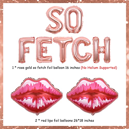 So Fetch Bachelorette, Birthday Party Decorations, Mean Girls Birthday Decorations Burn Book Party Decorations for Girls 20th 30th Birthday, Red Lip Balloons, Rose Gold So Fetch Balloon Banner