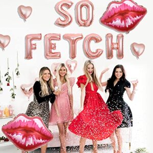 So Fetch Bachelorette, Birthday Party Decorations, Mean Girls Birthday Decorations Burn Book Party Decorations for Girls 20th 30th Birthday, Red Lip Balloons, Rose Gold So Fetch Balloon Banner