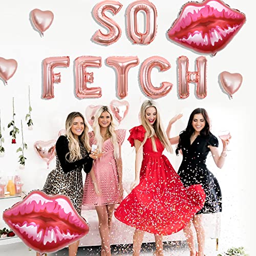 So Fetch Bachelorette, Birthday Party Decorations, Mean Girls Birthday Decorations Burn Book Party Decorations for Girls 20th 30th Birthday, Red Lip Balloons, Rose Gold So Fetch Balloon Banner