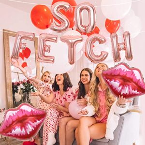 So Fetch Bachelorette, Birthday Party Decorations, Mean Girls Birthday Decorations Burn Book Party Decorations for Girls 20th 30th Birthday, Red Lip Balloons, Rose Gold So Fetch Balloon Banner