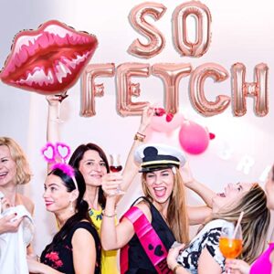 So Fetch Bachelorette, Birthday Party Decorations, Mean Girls Birthday Decorations Burn Book Party Decorations for Girls 20th 30th Birthday, Red Lip Balloons, Rose Gold So Fetch Balloon Banner