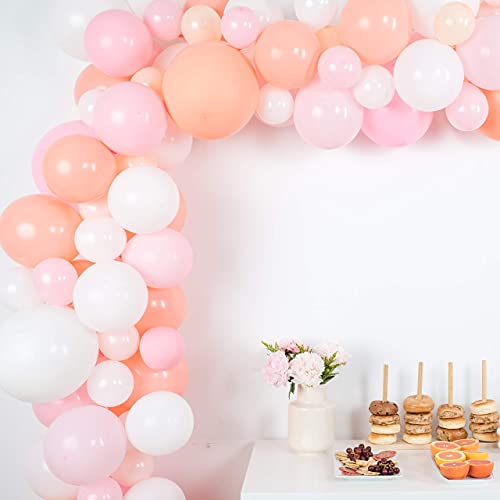 Balloon Garland Kit - Pink, White, Blush Balloons for Parties - Valentine's Day / Galentine's Party - Large, Small Baby Pastel Matte Balloons - Balloon Garland Strip - Light Pink Balloon Arch Kit 16'