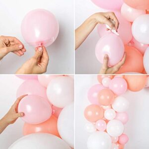 Balloon Garland Kit - Pink, White, Blush Balloons for Parties - Valentine's Day / Galentine's Party - Large, Small Baby Pastel Matte Balloons - Balloon Garland Strip - Light Pink Balloon Arch Kit 16'