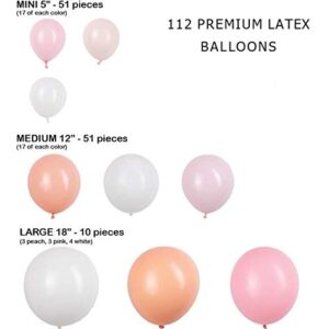 Balloon Garland Kit - Pink, White, Blush Balloons for Parties - Valentine's Day / Galentine's Party - Large, Small Baby Pastel Matte Balloons - Balloon Garland Strip - Light Pink Balloon Arch Kit 16'