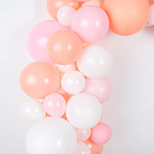 Balloon Garland Kit - Pink, White, Blush Balloons for Parties - Valentine's Day / Galentine's Party - Large, Small Baby Pastel Matte Balloons - Balloon Garland Strip - Light Pink Balloon Arch Kit 16'