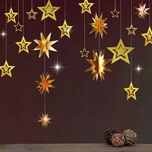 decor365 gold twinkle star party decoration kit metallic glitter 3d hanging star bunting garland twinkle little star decor nursery kids room birthday wedding baby shower christmas graduation ramadan