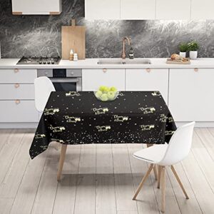 Trgowaul Happy Birthday Tablecloth, Cheers 52 x 90 Inches Rectangle Black and Gold Plastic Tablecovers for Party Supplies Decoration (Cheers tablecover(3pcs))