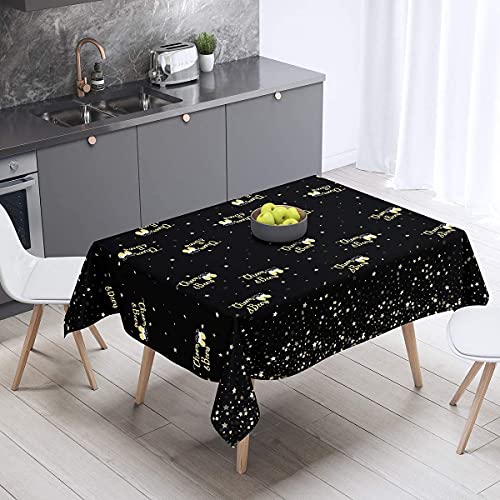 Trgowaul Happy Birthday Tablecloth, Cheers 52 x 90 Inches Rectangle Black and Gold Plastic Tablecovers for Party Supplies Decoration (Cheers tablecover(3pcs))