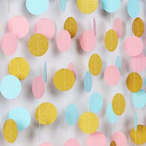 blue pink gold party-decorations gender-reveal – 52ft paper streamers garland hanging decor birthday banner ideas event party supplies