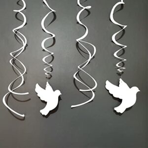 24 pcs white pigeon swirls decor birthday party baby shower white hanging swirls baptism decorations for boys girls