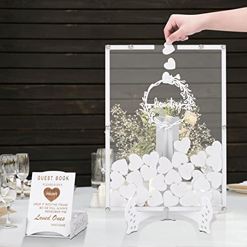 HYMENEX Wedding Guest Book, Guest Book Wedding Reception, Wedding Guest Book Alternative with 100 Wooden Hearts Guest Book Alternatives for Guests to Sign for Wedding Anniversary Baby Shower