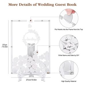 HYMENEX Wedding Guest Book, Guest Book Wedding Reception, Wedding Guest Book Alternative with 100 Wooden Hearts Guest Book Alternatives for Guests to Sign for Wedding Anniversary Baby Shower