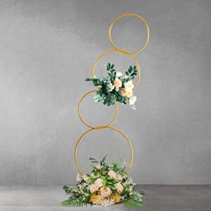 yallove 5ft wedding round hoop backdrop stand, detachable 4 tier gold metal flower arch frame for photo booth background, aisle decor, table centerpiece, stage display, and more, flower not included