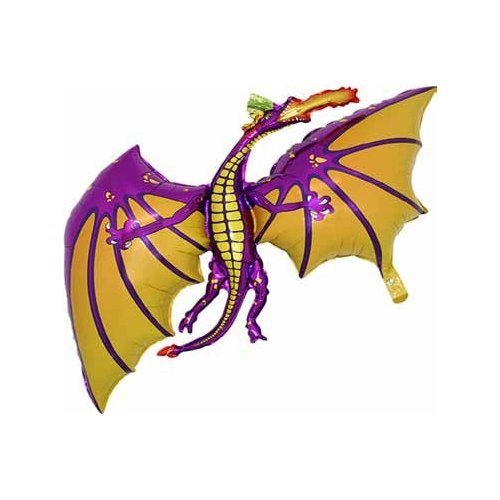 Grabo 36 Inch Purple Dragon Shaped Foil Balloon - Air Or Helium