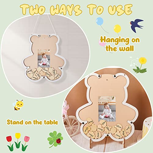 Bear Baby Shower Guest Book Alternative with Photo Frame Decorations We Can Bearly Wait Baby Shower Sign in Guest Book Girl 1st Birthday Party Bear Gender Reveal Shower (Brown, 12.6 x 10.6 Inch)