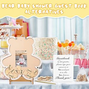 Bear Baby Shower Guest Book Alternative with Photo Frame Decorations We Can Bearly Wait Baby Shower Sign in Guest Book Girl 1st Birthday Party Bear Gender Reveal Shower (Brown, 12.6 x 10.6 Inch)