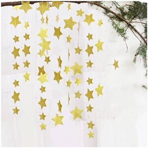 Skoye 2-Pack,Gold Star Garland, Golden Christmas Galaxy Banner, Twinkle Twinkle Little Star Garland Christmas Garland, Christmas Decor, Gold Baby Shower (4 inch in Diameter,13 Feet)