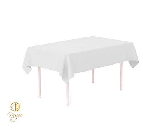 16-Pack White Disposable Plastic Tablecloths, 54" x 108" Plastic Table Cloth, Rectangle Table Cover (White , 16 Pack Rectangle 54" X 108")